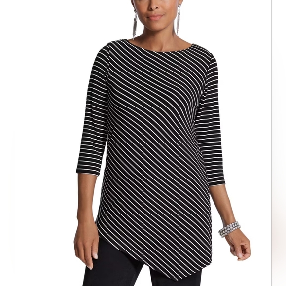 Chico's | Tops | Chicos Black And White Striped Top | Poshmark